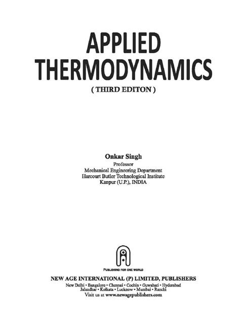 Applied Thermodynamics Onkar Singh
