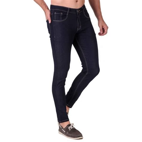 Mens Slim Fit Denim Mid Rise Stretchable Jeans Blue Samoo Hamu