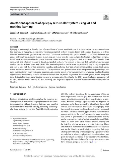 An Efficient Approach Of Epilepsy Seizure Alert System Using Iot And Machine Learning