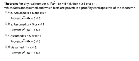 Solved Theorem For Any Real Number X If X2 6x 5 5