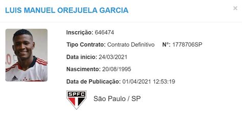 Registro De Orejuela Como Jogador Do São Paulo Já Aparece No Bid