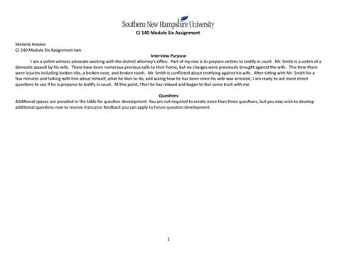 Cj 140 Module Six Assignment Part Of My Role Is To Prepare Victims To Testify In Court Mr