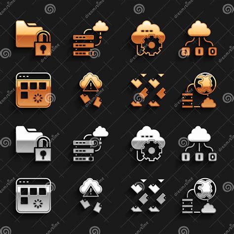 Set Cloud Hacking Technology Data Transfer Network Cloud Connection
