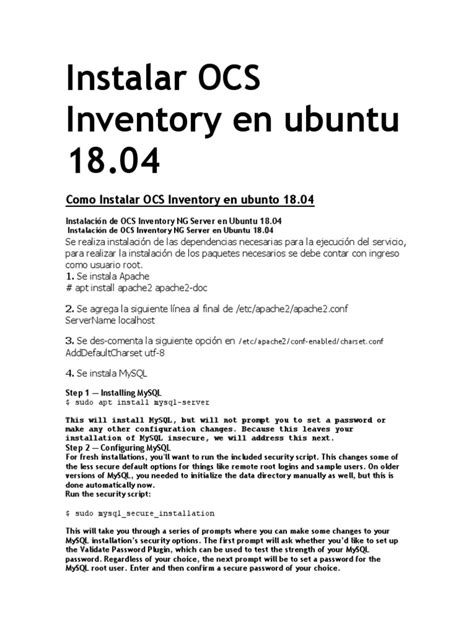 Instalar Ocs Inventory En Ubuntu 18 Pdf Superuser Password