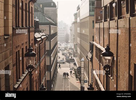 An Atmospheric Shot Of A Quaint Old Fashioned Cobbled Street In A Small