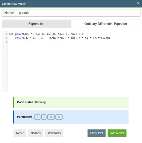 Adding Model Using An Analytical Expression The Syntax Is Standard