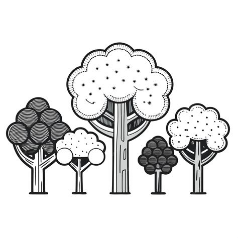 Treetop Symbols Set Black And White For Architectural And Landscape