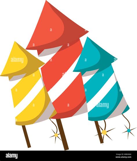 Rocket Firework Icon Over White Background Colorful Design Vector