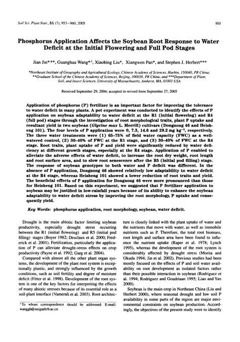 Pdf Phosphorus Application Affects The Soybean Root Response To Water