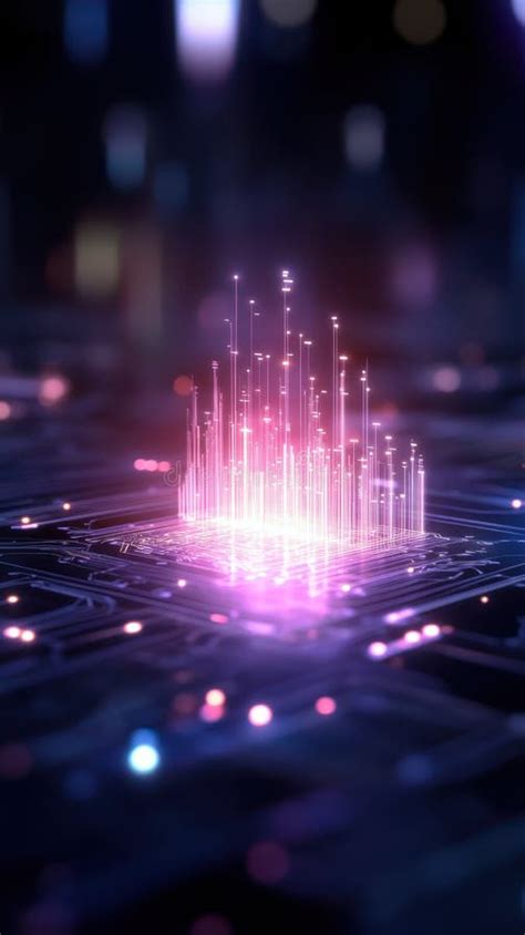 Digital Data Visualization With Glowing Lines And Circuits Stock Illustration Illustration Of