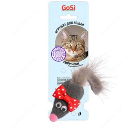 GoSi Mikki Игрушка для кошек Мышь серая с норковым хвостом 5 см ...