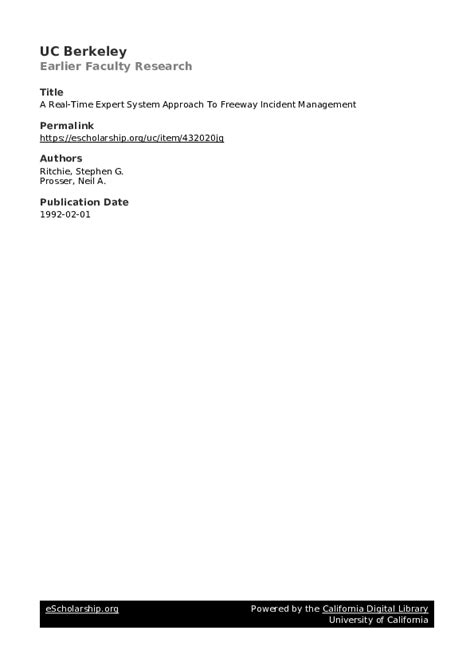 Pdf Real Time Expert System Approach To Freeway Incident Management
