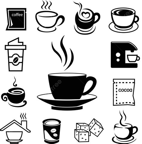 Coffee Icon Set 02 Love Break Beverage Vector Love Break Beverage