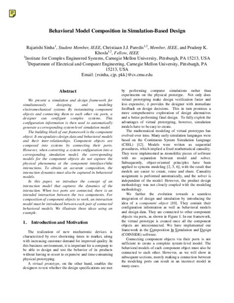 pdf behavioral model composition in simulation based design