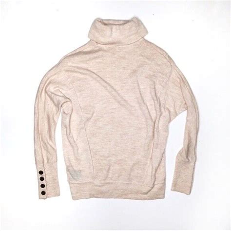 Anthro Moth Wool Turtleneck Sweater Button Wrist Blus Gem