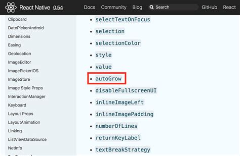 Textinput Autogrow Documentation Is Missing · Issue 255 · Facebookreact Native Website · Github