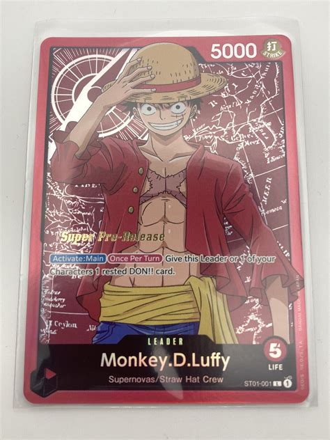 Super Pre Release Monkey D Luffy Leader ST One Piece TCG Values MAVIN