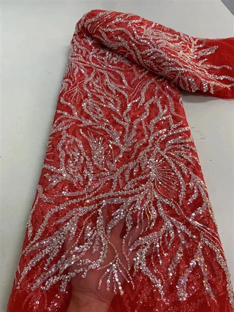 고급스러운 아프리카 신랑 스팽글 레이스 원단 고품질 2022 헤비 비즈 자수 프랑스 얇은 명주 그물 레이스 나이지리아 웨딩 드레스 Aliexpress