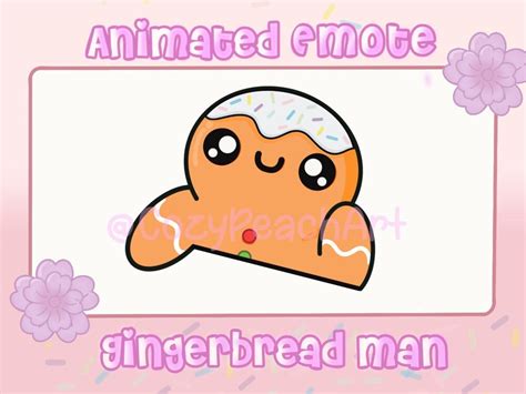 Bongo Gingerbread Man Kawaii Animated Emote Streamer Twitch Discord Kick Youtube Christmas Etsy