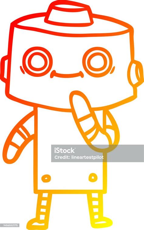 Dessin Au Trait Dégradé Chaud Dun Robot De Dessin Animé Vecteurs Libres