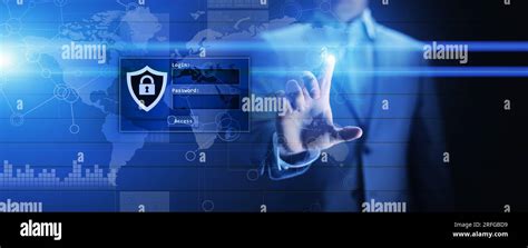 Access Window With Login And Password On Virtual Screen Cyber Security