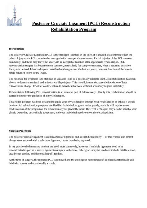 Pdf Posterior Cruciate Ligament Pcl Reconstruction · Posterior