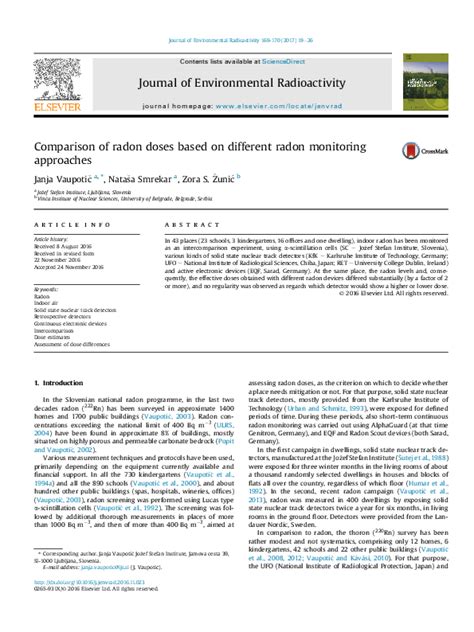 Pdf Comparison Of Radon Doses Based On Different Radon Monitoring