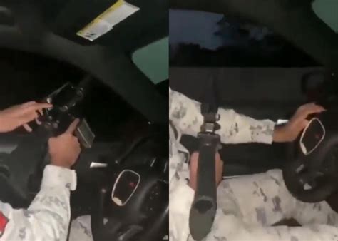 Miembro De La Guardia Nacional Dispara Rifle Mientras Conduce Medios