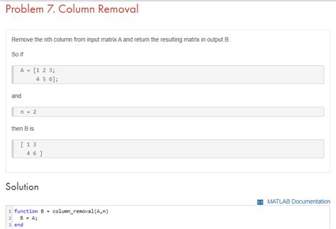 Solved Problem 7 Column Removal Remove The Nth Column From Chegg