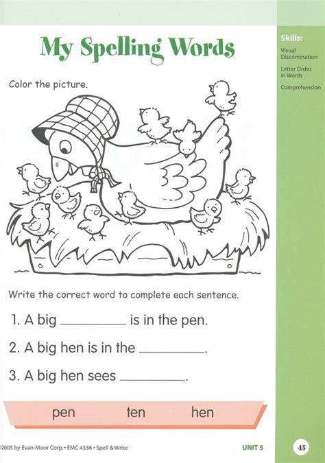 Evan Moor Skill Sharpeners Spell And Write Gr K