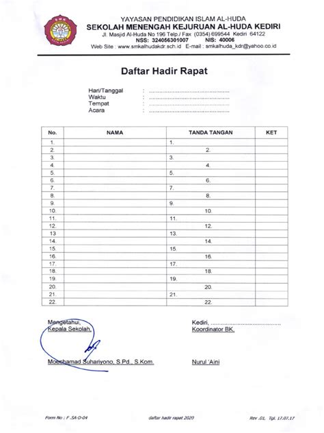 Daftar Hadir Rapat 4 Pdf