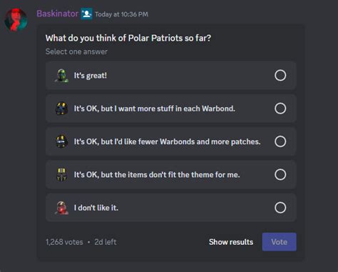 New Poll On The Discord R Helldivers