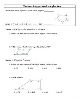 Geometry Guided Notes Angles Of Polygons By Heather Conley