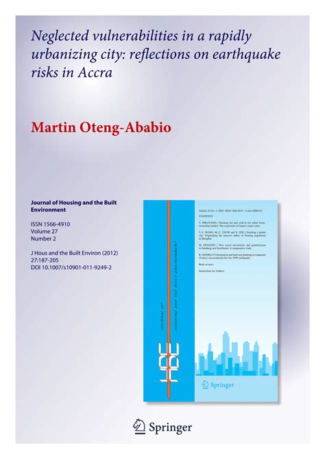 Pdf Neglected Vulnerabilities In A Rapidly Urbanizing City Reflections On Earthquake Risks In