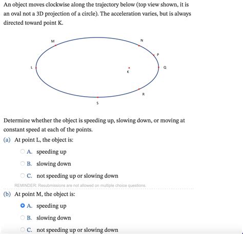 Solved An Object Moves Clockwise Along The Trajectory Below