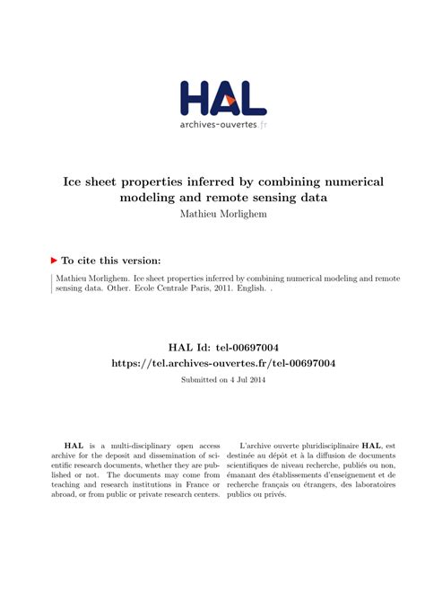 pdf ice sheet properties inferred by combining numerical modeling and