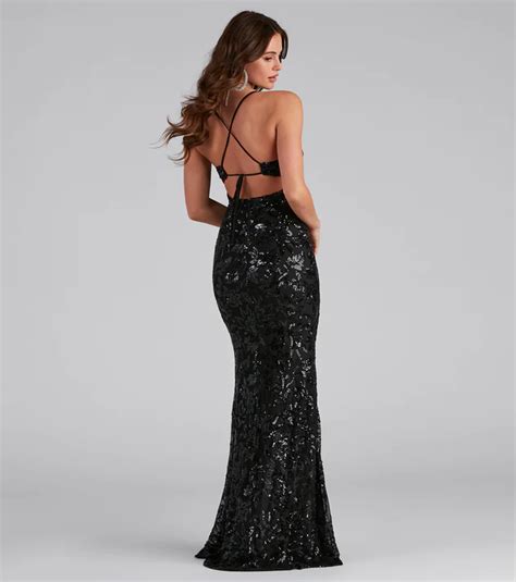 Marleigh Formal Sequin Scroll Dress Formal Dresses Short Formal Dresses Long Dresses