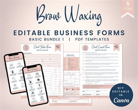 Editable Brow Waxing Client Intake Form Eyebrow Waxing Etsy