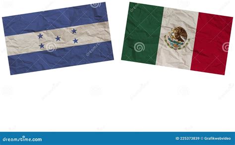 Mexico And Honduras Flags Together Paper Texture Illustration Stock