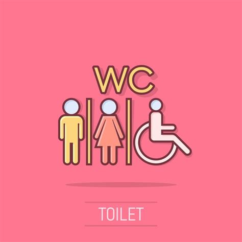 Vektor Cartoon Wc Toiletten Symbol Im Comic Stil Männer Und Frauen
