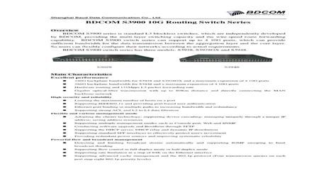 Download Pdf Bdcom S3900 S3928gx 10g Routing Switch Series Adv Pagev2 0