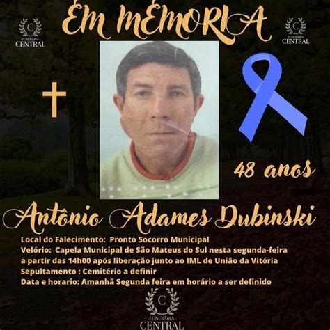 Falecimento De Antônio Adames Dubinski Portal Rdx