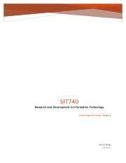 LearningSummaryReport SIT740 Pdf SIT740 Research And Development In