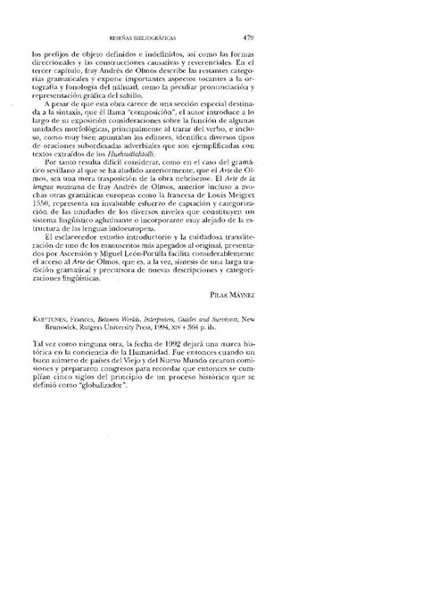 Pdf Lengua Mexicana Historicasunammx · El Año De Su Nacimiento