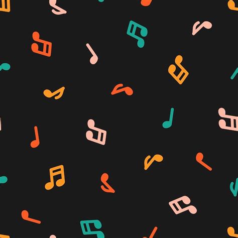 Premium Vector Seamless Pattern With Colorful Musical Notes