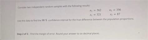 Solved Consider Two Independent Random Samples With The