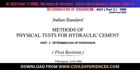 Is 4031 Part 3 1988 Methods Of Physical Tests For Hydraulic Cement