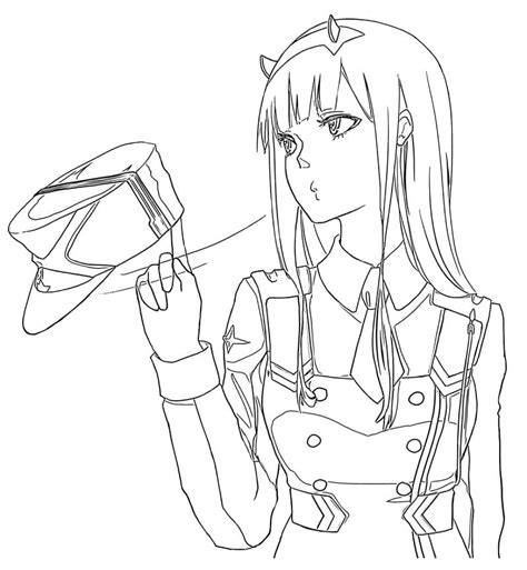 Printable Zero Two Coloring Pages Anime Coloring Pages