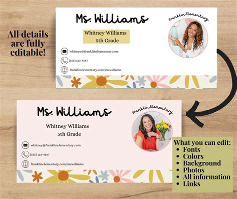 Teacher Email Signature Template Editable Canva Signature Design With