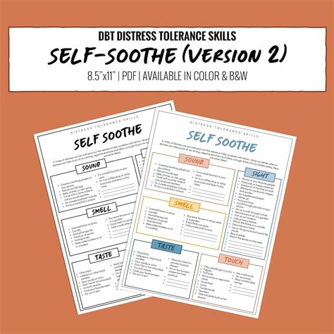 Self Soothe Distress Tolerance Dbt Skill Handouts Etsy